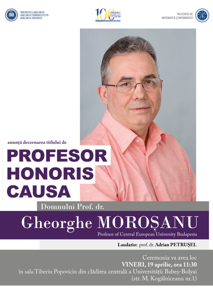 Prof. univ. Gheorghe Moroșanu – PHC al UBB – NEWSUBB